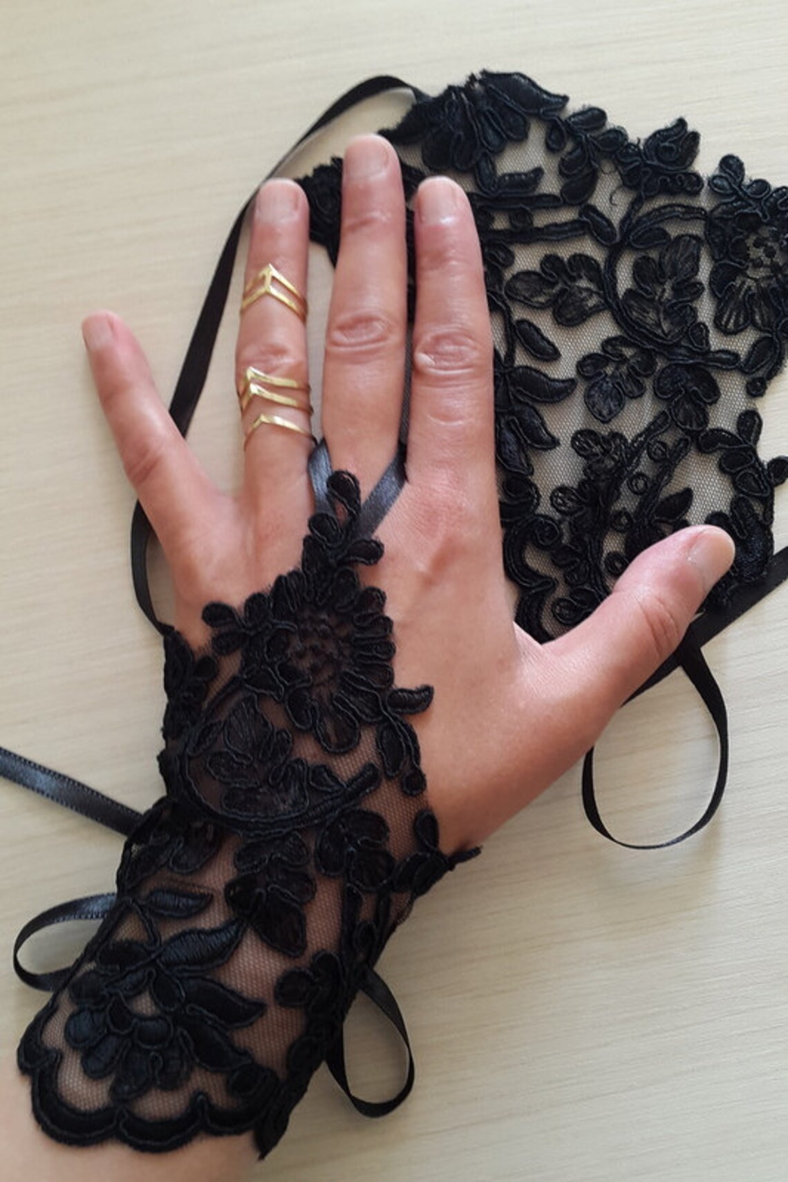 Gothic Black Lace Wedding Gloves Costume Gloveshalloween - Etsy