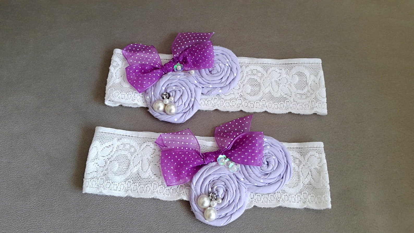 Garter, Toss Garters, Lilac, Ivory Lace, Wedding Garters, Bridal ...