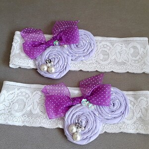 Garter, Toss Garters, Lilac, Ivory Lace, Wedding Garters, Bridal ...