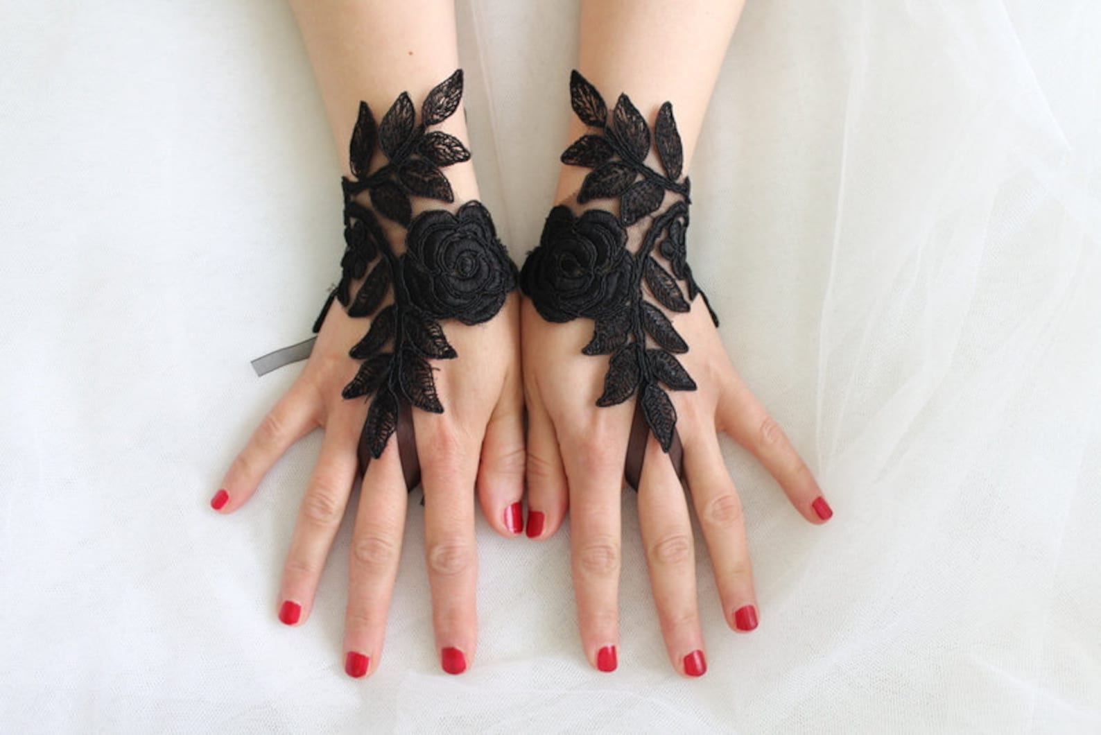Gothic Black Lace Wedding Glovesaccessory for the Prom - Etsy