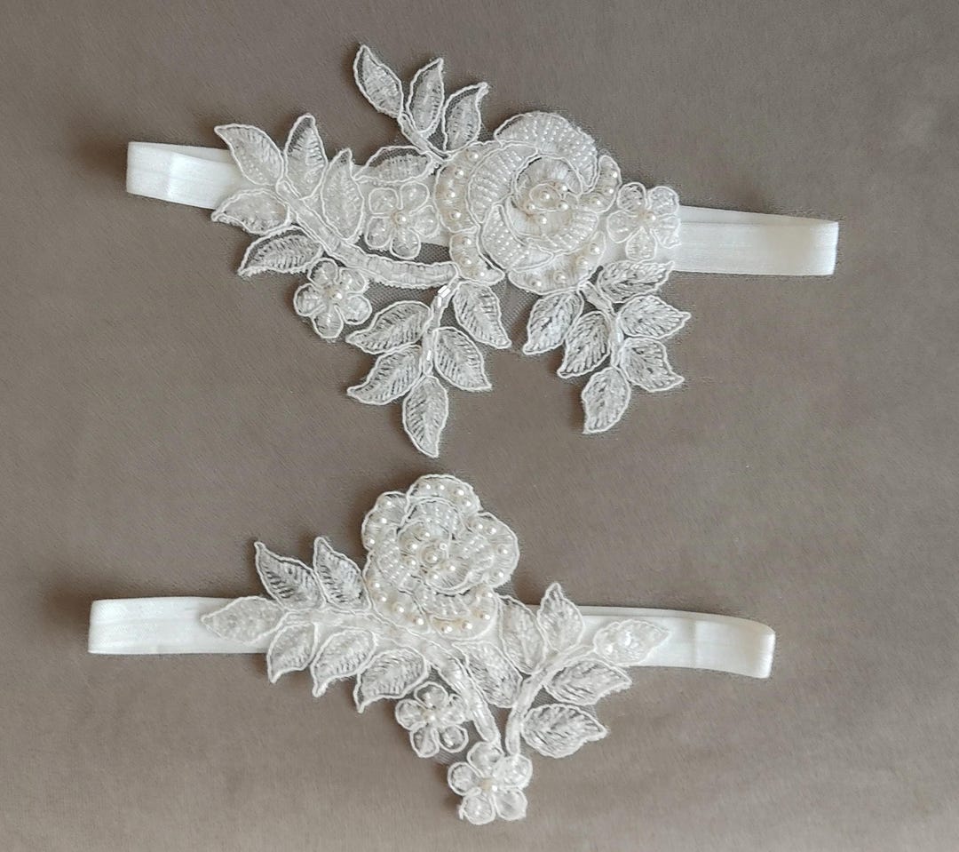 Bride Accessories Garter, Toss Garters, Ivory, Beaded Lace, Wedding ...