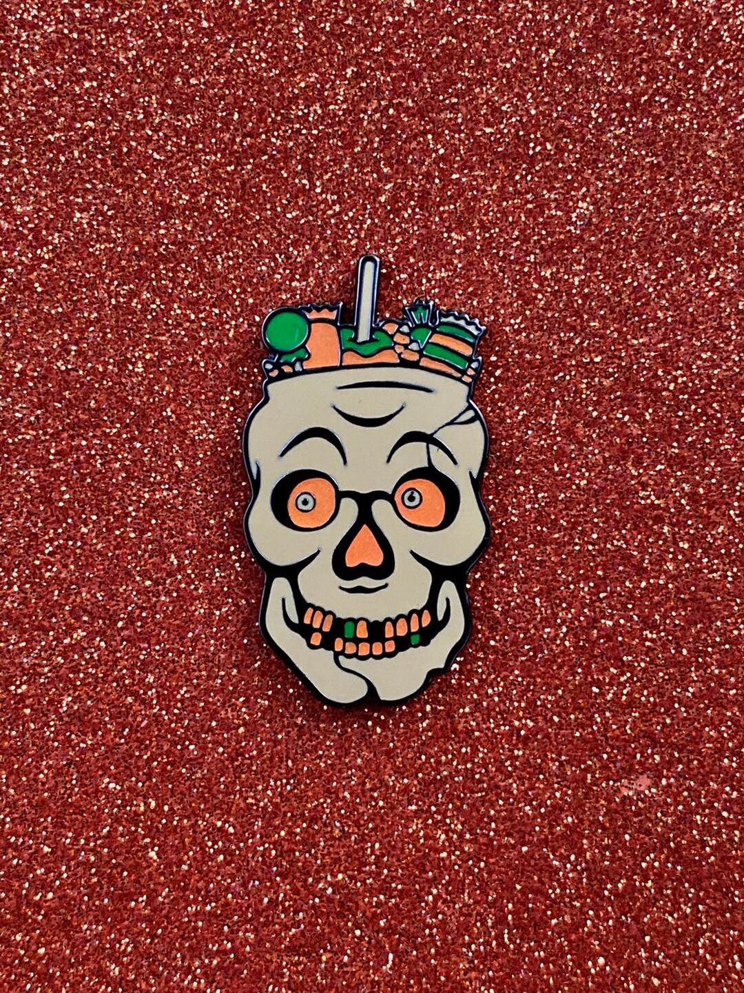 Halloween Candy Skull Hard Enamel Pin - Etsy