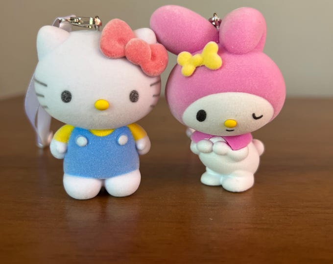 Sanrio Fuzzy Hello Kitty & My Melody Toy Holiday Ornament Set - Etsy