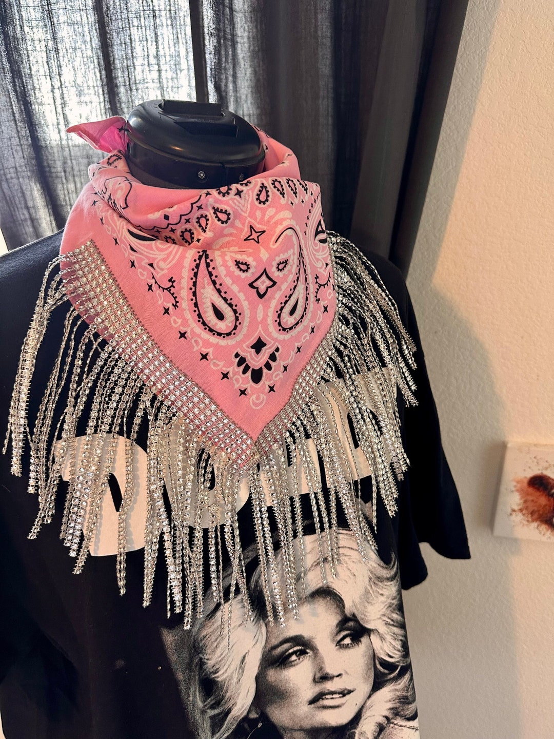 Rhinestone Fringe Bandana - Etsy