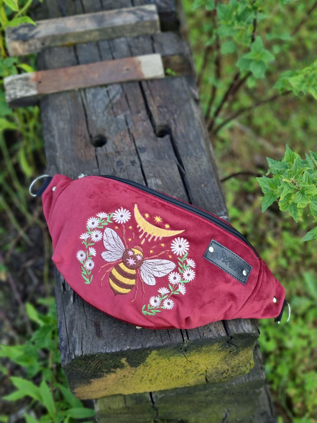 Red Fairy Tale Hip Bag, Whimsical Bee Embroidered Fanny Pack, Cute ...