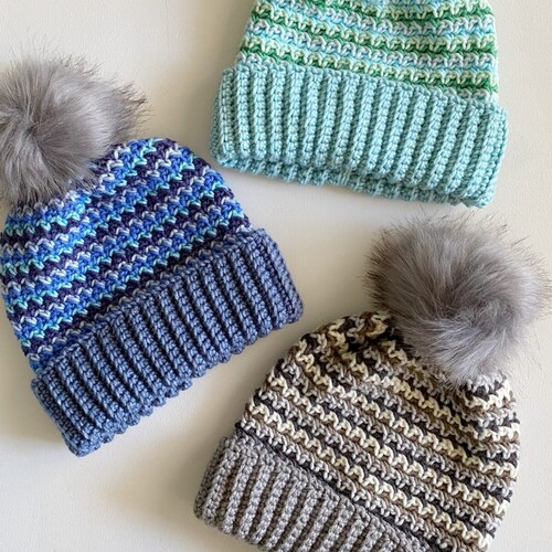 Caron Ogo Big Donut Mesh Stitch Hat Pattern - Etsy