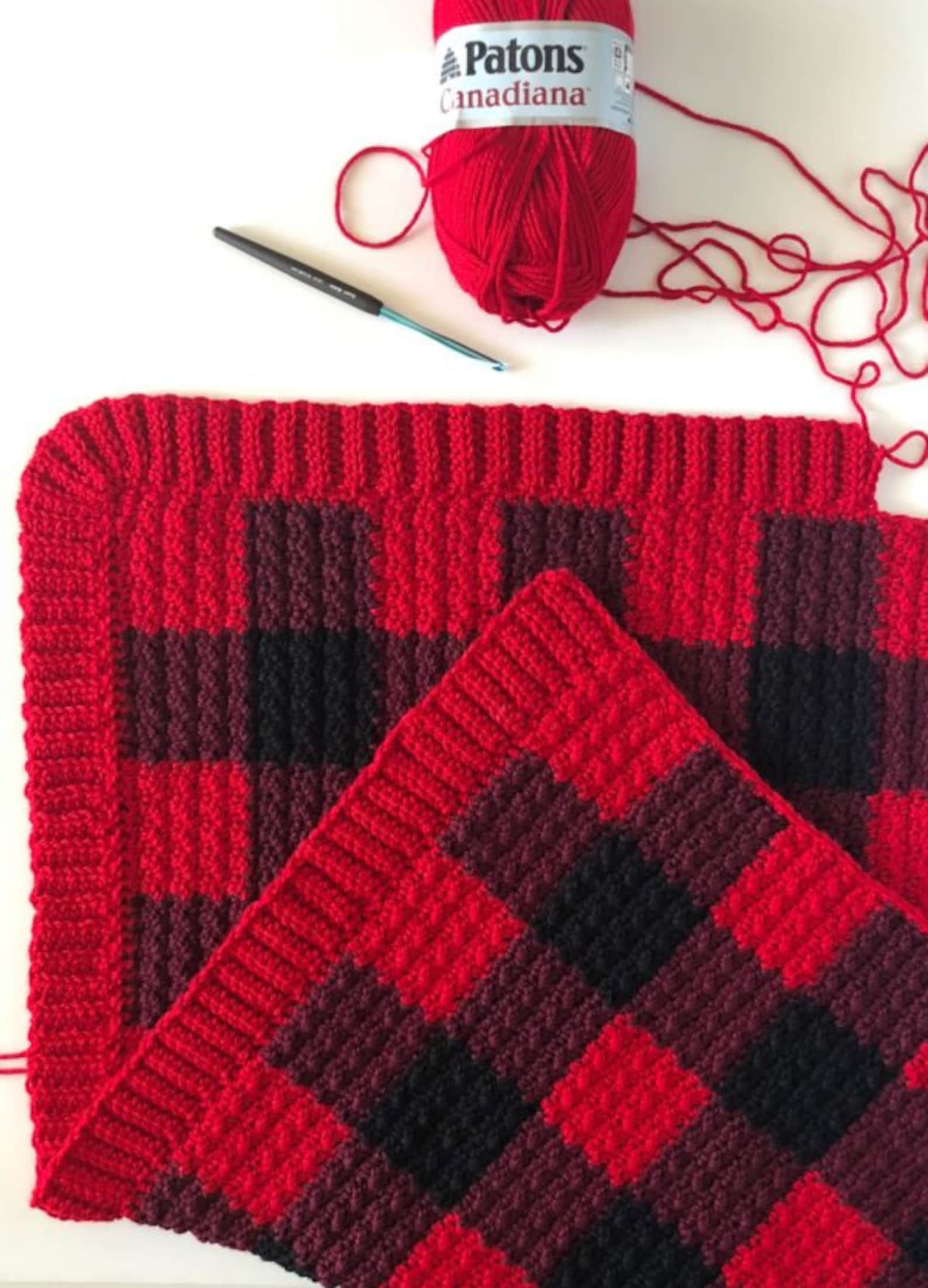 Red Buffalo Check Crochet Blanket Pattern - Etsy