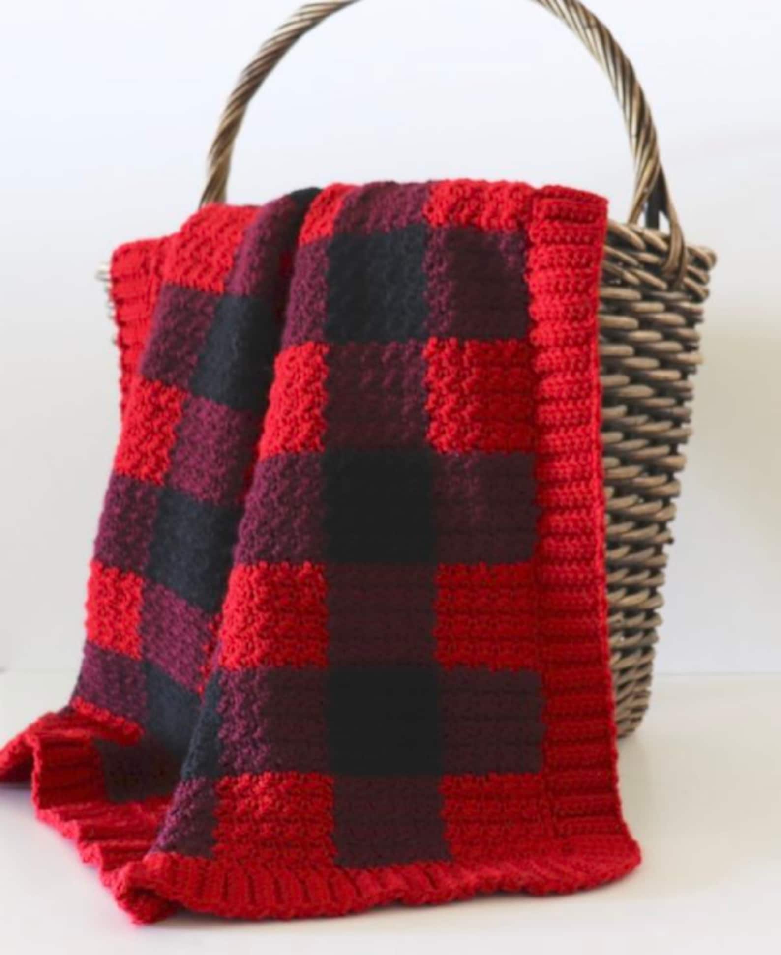 Red Buffalo Check Crochet Blanket Pattern - Etsy