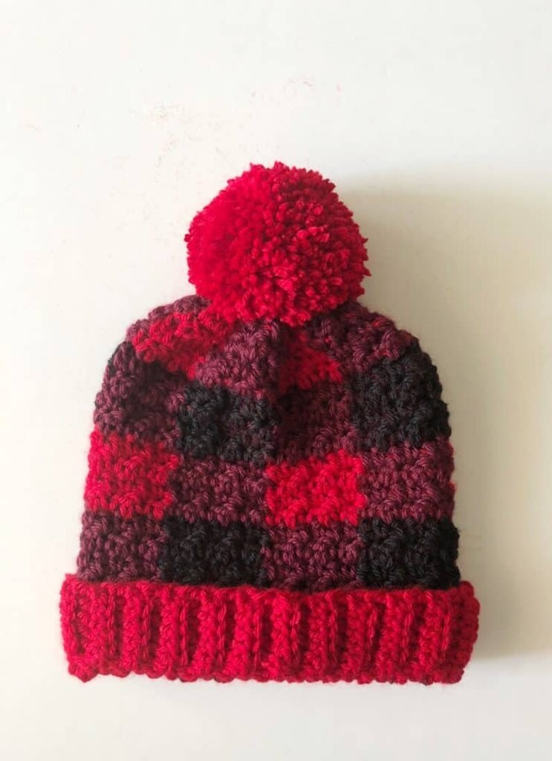 Red Buffalo Check Crochet Hat Pattern - Etsy