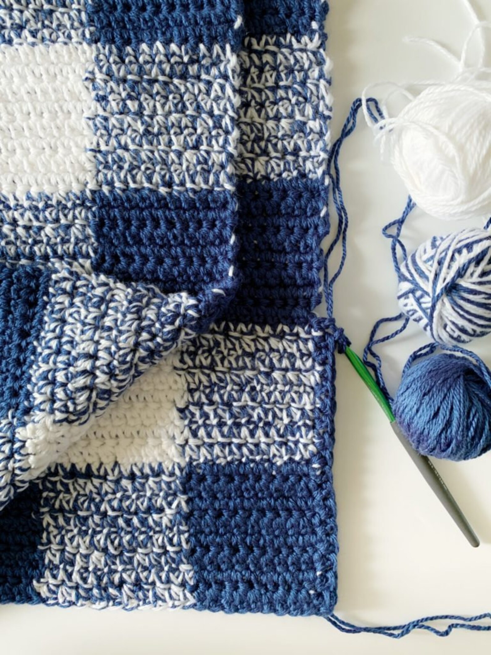 Navy Gingham Crochet Blanket Pattern - Etsy