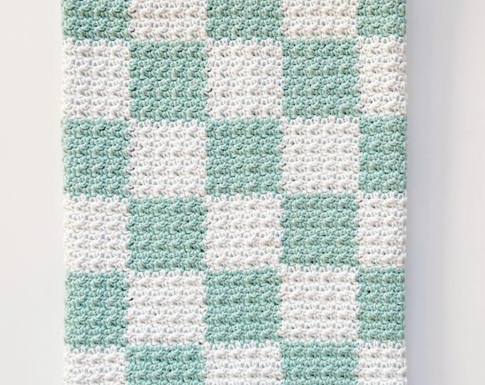 READY TO SHIP - Checkered Crocheted Baby Blanket, Baby Shower Gift ...