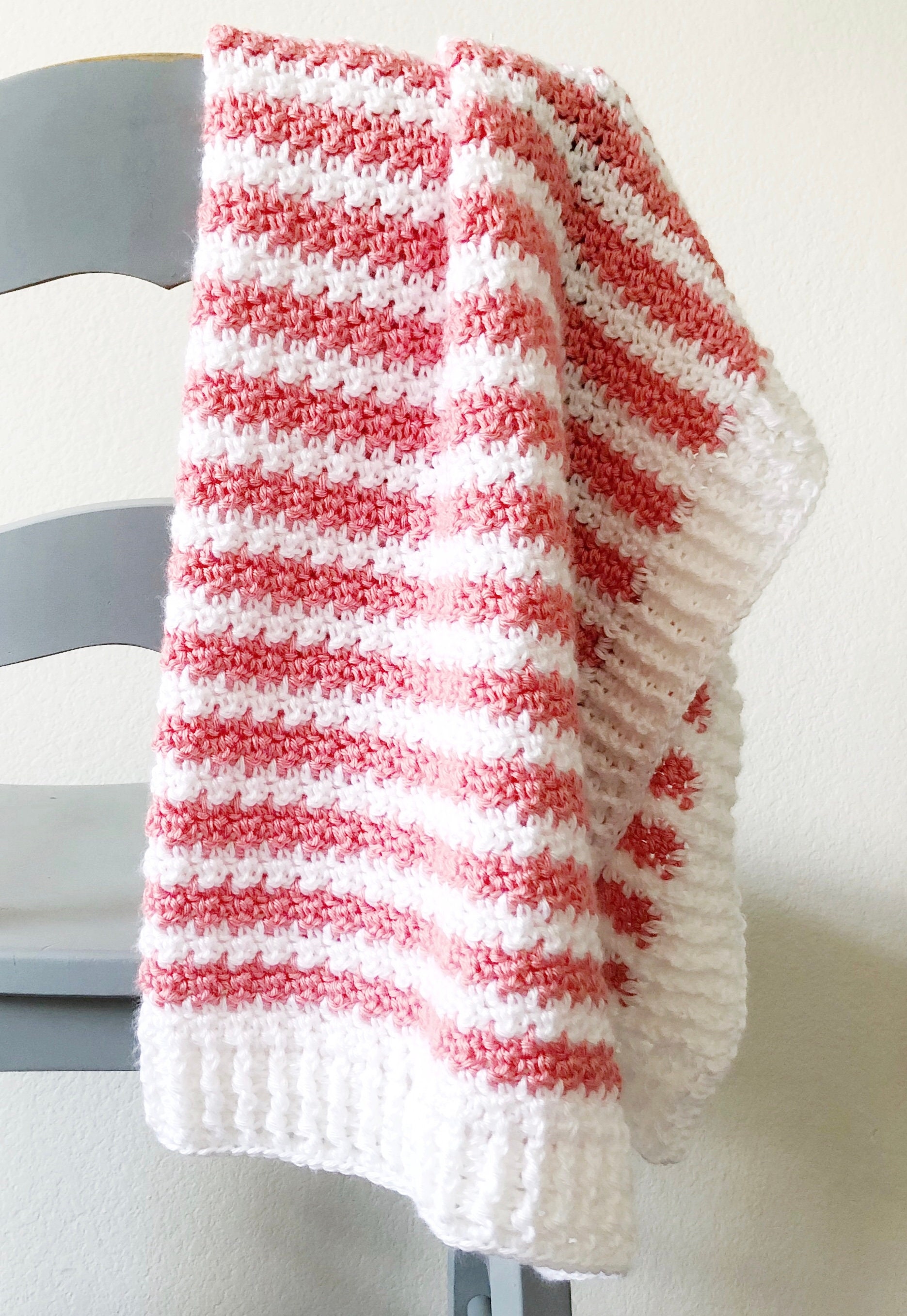 Crochet Strawberry Stripes Baby Blanket Pattern | Etsy