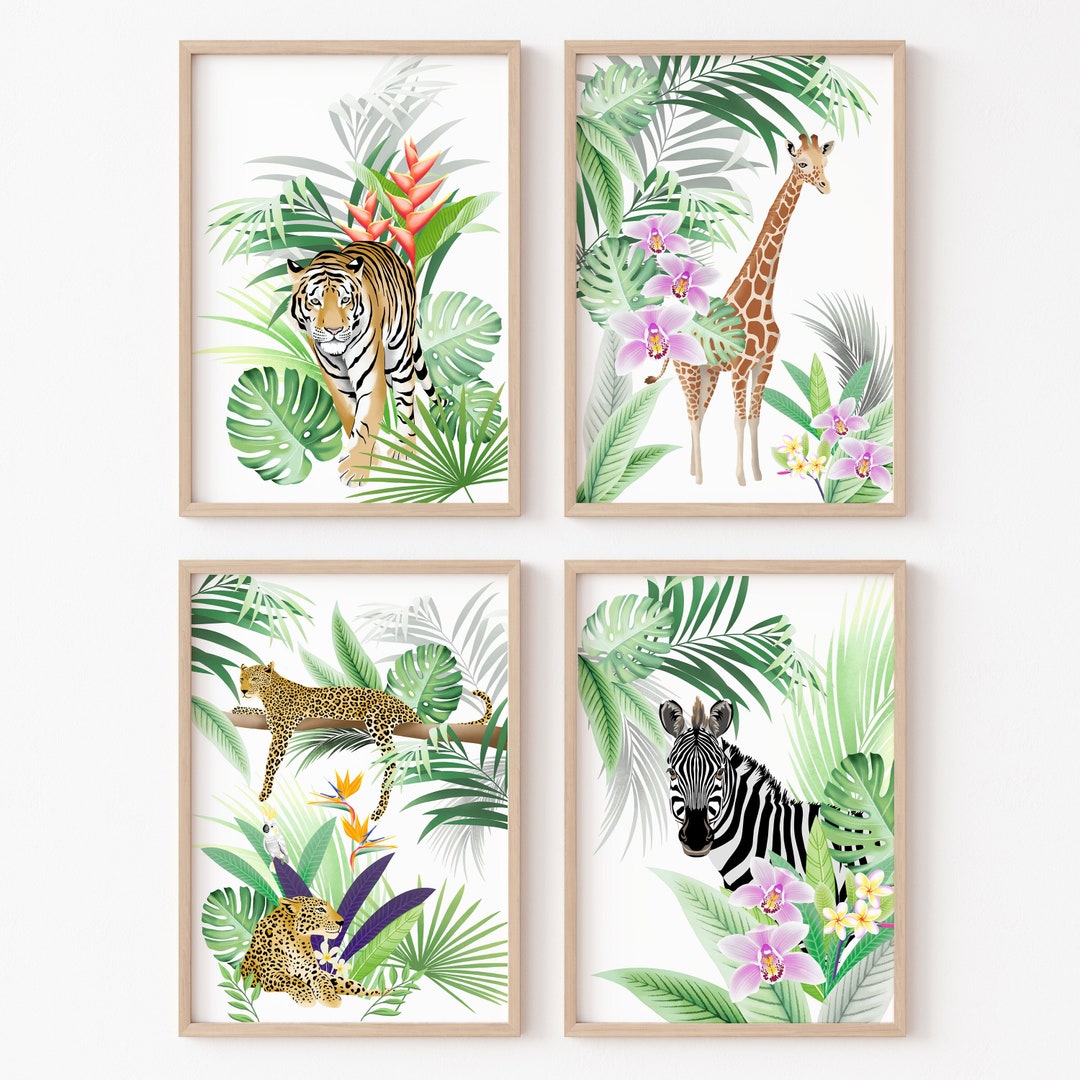 Leopard Giraffe Zebra & Tiger Safari Jungle Animal Prints UNFRAMED ...