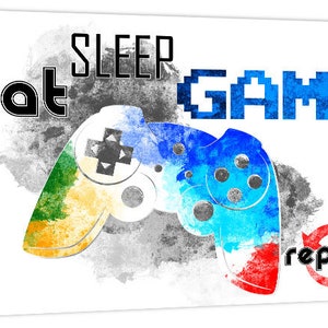 Computer Eat Sleep Game Repeat Quote Picture Boys Gamer Controller ...