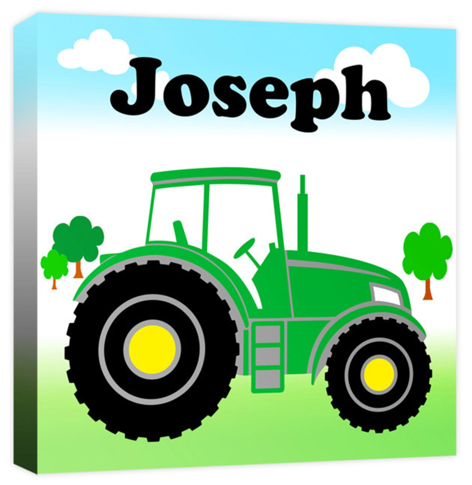 Personalised Tractor Boy's Name - Farm Vehicle Children's Canvas Wall ...