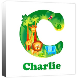 Personalised Jungle Animal Alphabet Letter Children's Name ABC Nursery ...