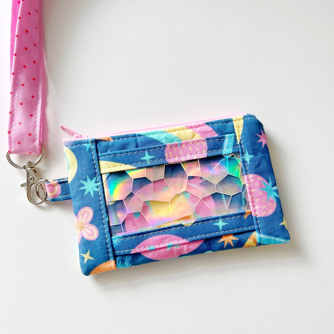 ID Badge Lanyard, Blue 90s Aesthetic, Zipper Pouch ID Holder, Breakaway ...