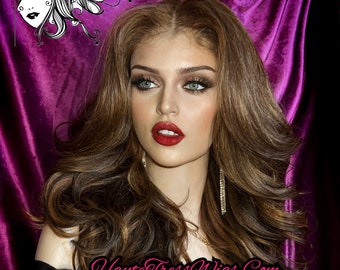 Balayage Brown, Highlight, Pre-plucked Hairline, Bombshell Wig, Free ...