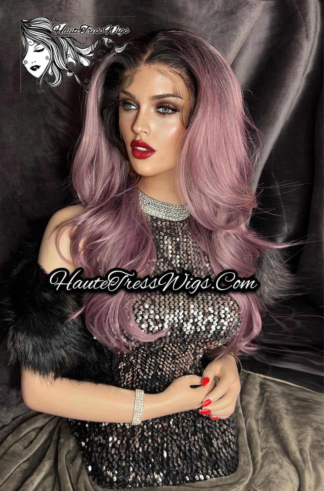 Ombre Balayage Pink Lavender Layered Bombshell Wig - Etsy