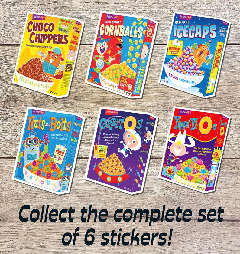 Cornballs Retro Cereal Box Kiss-cut Stickers - Etsy