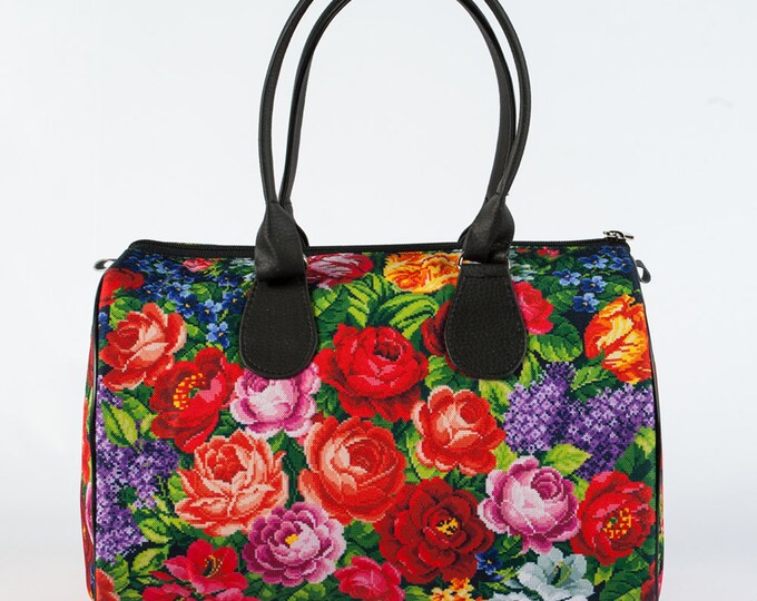 Bright Floral Printed Handbag Top Handle Purse Designer | Etsy