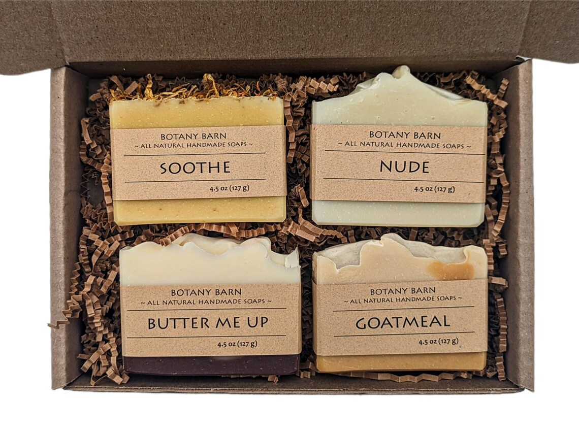 Bar Soap Gift Set With 4 Large Organic Soaps Each 4.5 Oz, Mix and Match ...