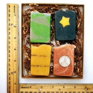 4 Small Soap Gift Set of Organic Handmade Soaps, Four Half Soap Variety ...