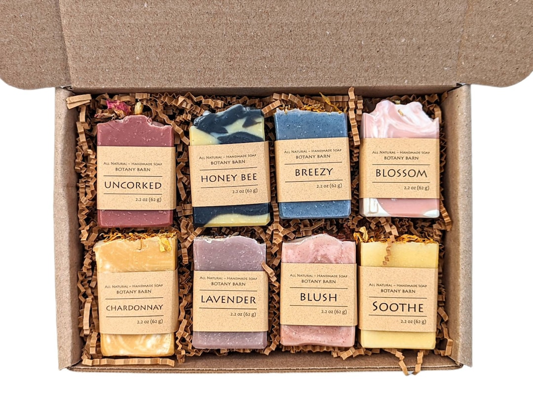 Organic Handmade Soap Gift Set. Sampler of 8 Half Sized Bars. Small ...