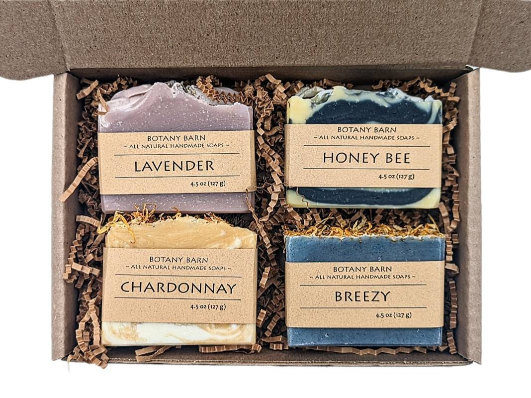 Bar Soap Gift Set With 4 Large Organic Soaps Each 4.5 Oz, Mix and Match ...