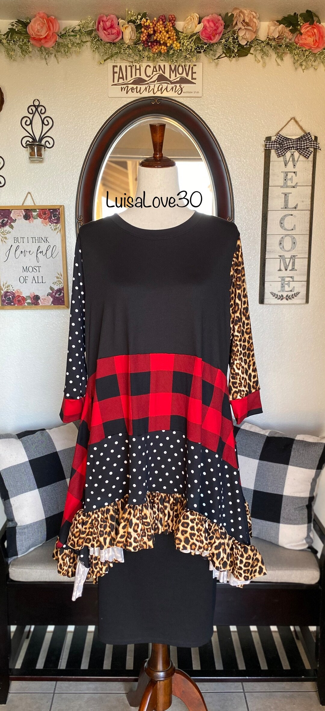 Luisalove30 ~ HOLIDAY Color Block Tunic, Bottom Ruffle Tunic, Color ...