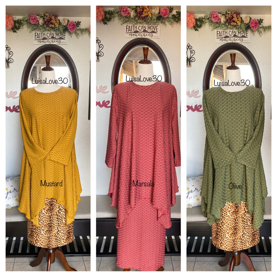 Luisalove30 ~ “ellie” Shark~bite Hem Tunic, HONEYCOMB Solids!, Modest ...