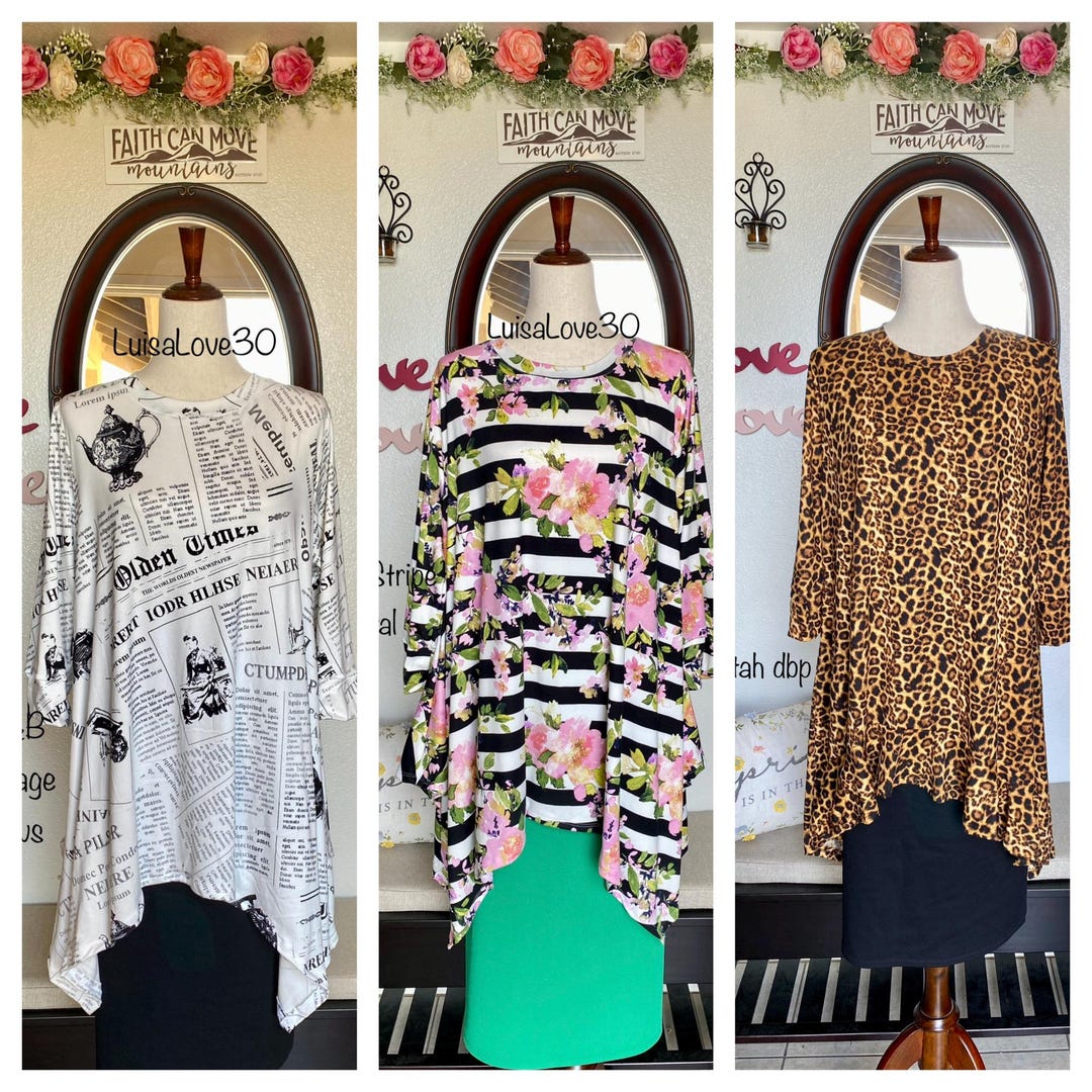 Luisalove30 ~ “ellie” Shark~bite Hem Tunic, CHOOSE Your Print!, Modest ...