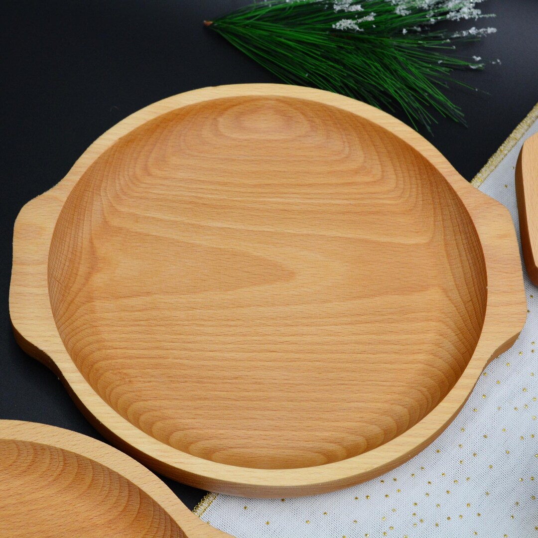 Wooden Plate Set of 6, Handmade Tableware Dinnerware Wood Platter ...