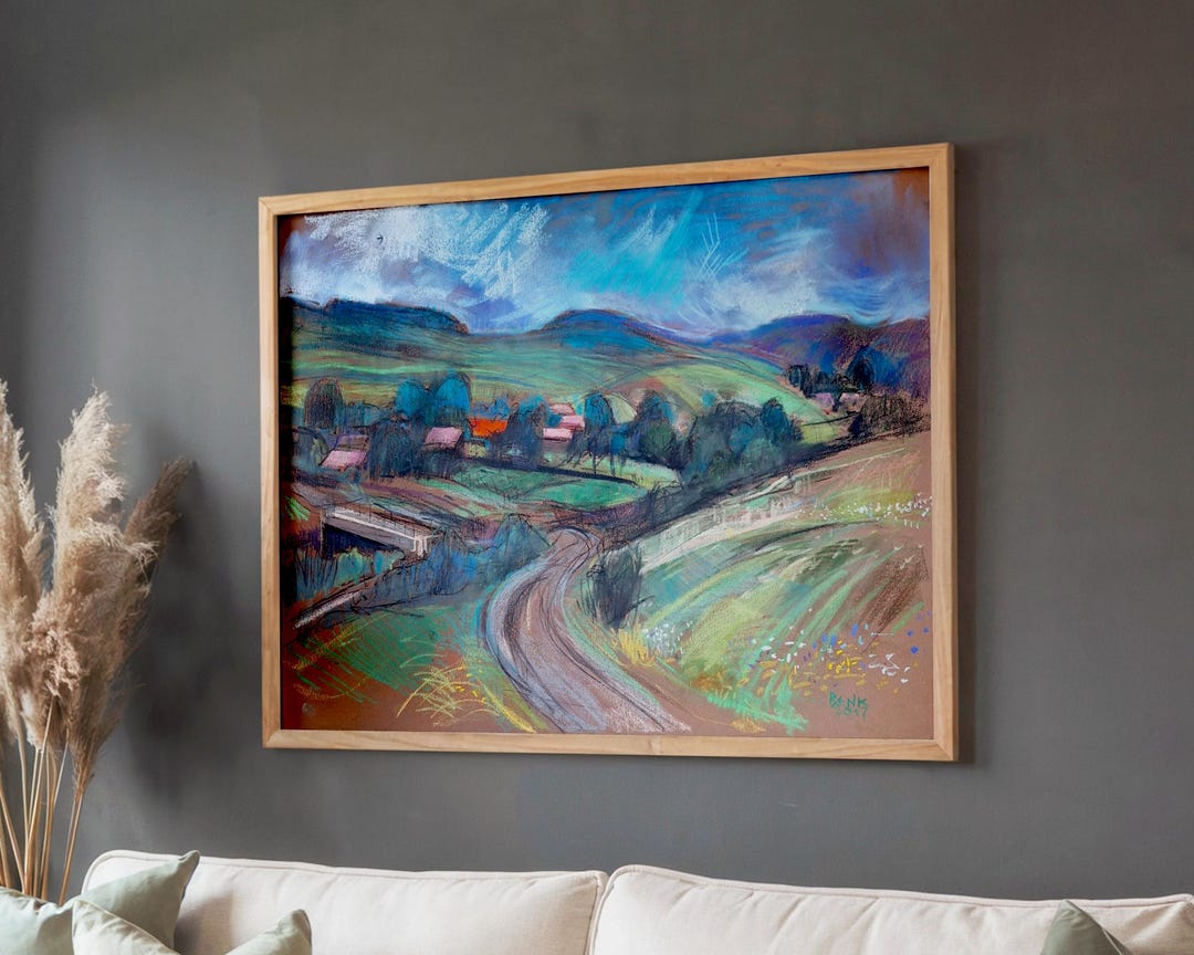 Winding Country Road Wall Art | Rustic Landscape Print | Digital ...