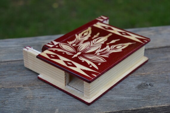Decorative BOOK BOX Wooden Box Carved Secret Puzzle Hidden - Etsy