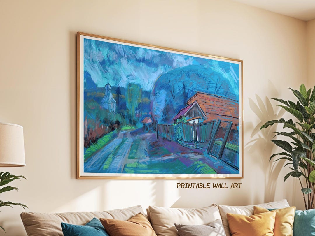 Impressionist Blue Countryside Printable Wall Art | Downloadable Large ...