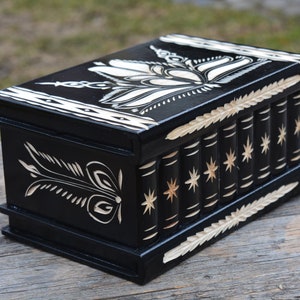 Wooden PUZZLE BOX, Black Wooden Box, Trick Box, Secret Stash Box ...