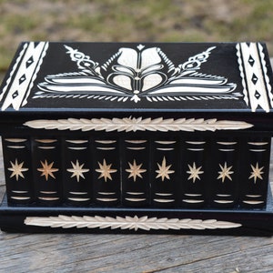 Wooden PUZZLE BOX, Black Wooden Box, Trick Box, Secret Stash Box ...