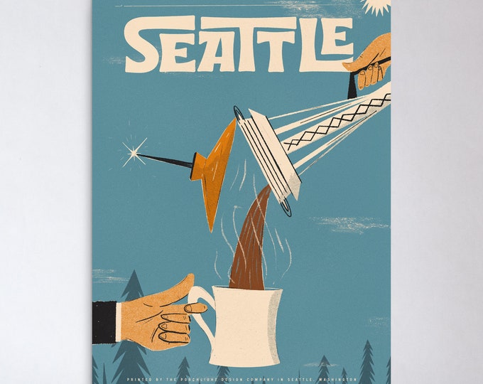 Seattle Travel Poster - Etsy