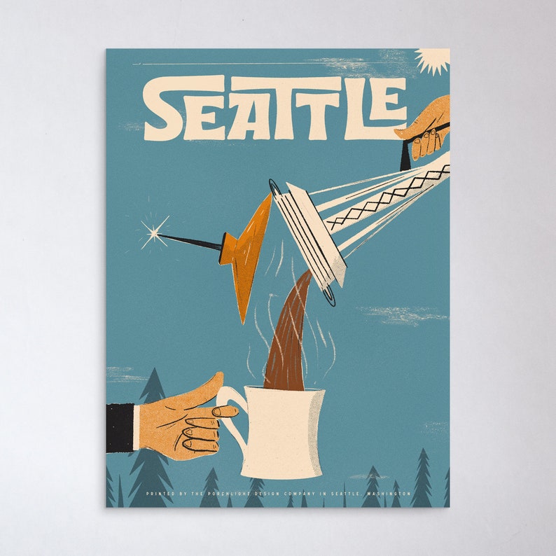 Seattle Travel Poster - Etsy