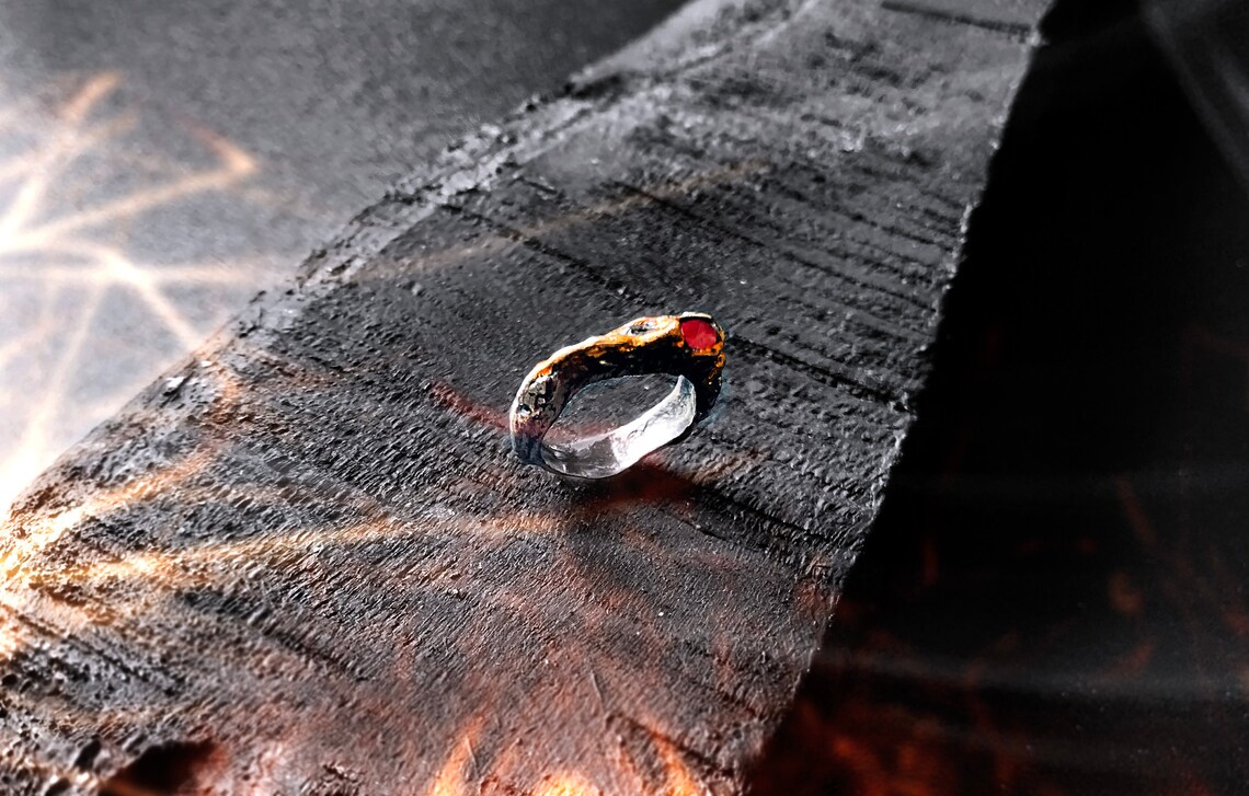 Volcano Red Sapphire Ring / Fire Ring, Fantasy Ring, Elvish Ring ...