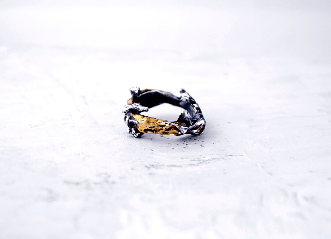Fairy Branches Ring - Handmade Silver and Gold Fantasy Elven Style Ring ...