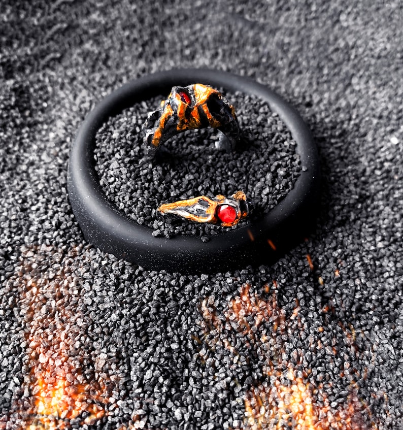 Volcano Red Sapphire Ring / Fire Ring, Fantasy Ring, Elvish Ring ...