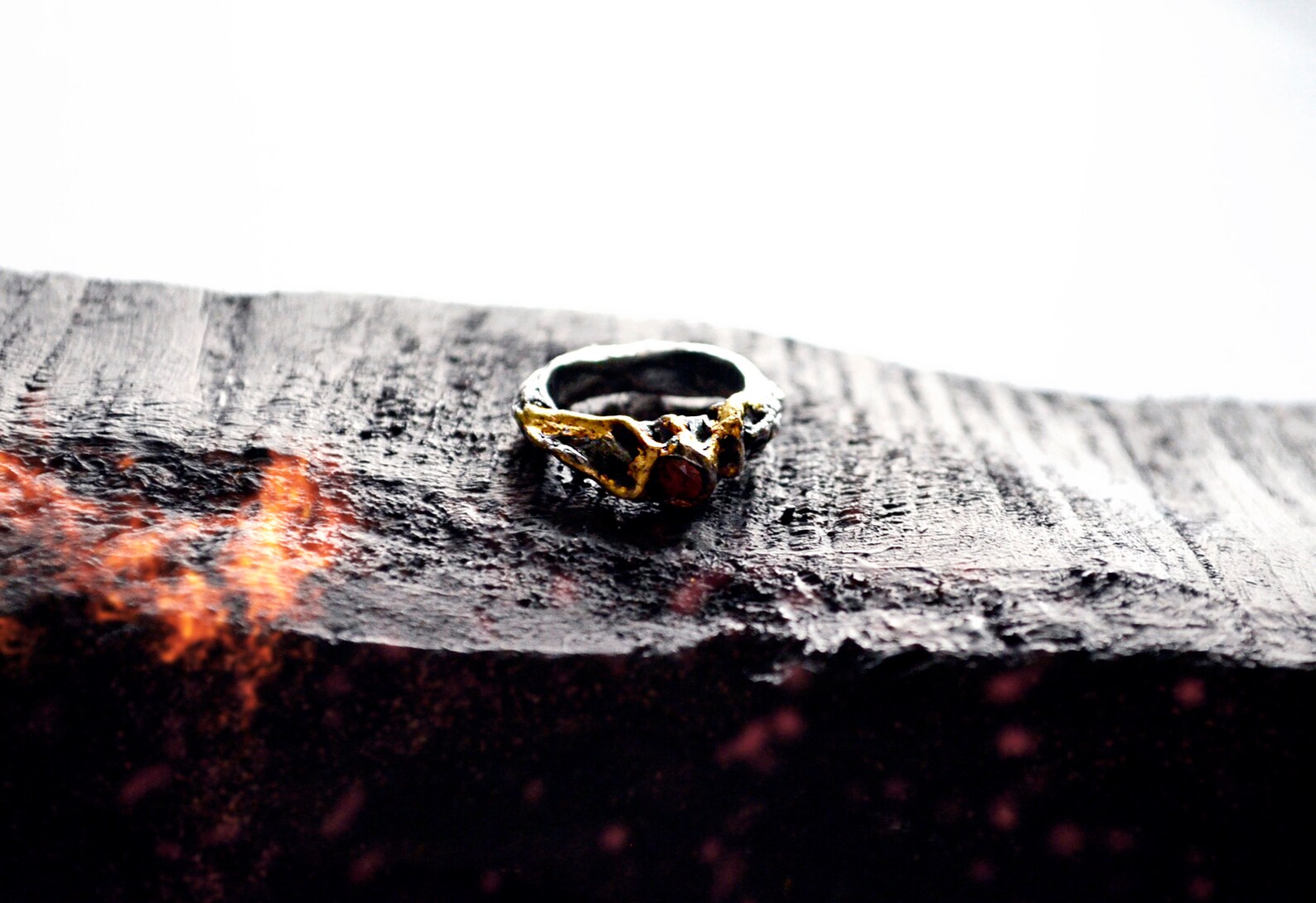 Volcano Red Sapphire Ring / Fire Ring, Fantasy Ring, Elvish Ring ...