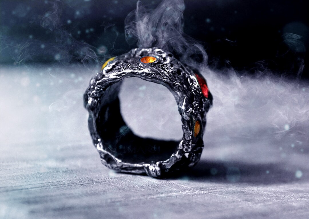 Men's Sapphire Ring / Brutalist Ring / Raw Silver Ring / Wide Band Multicolor / Artisan Ring ...