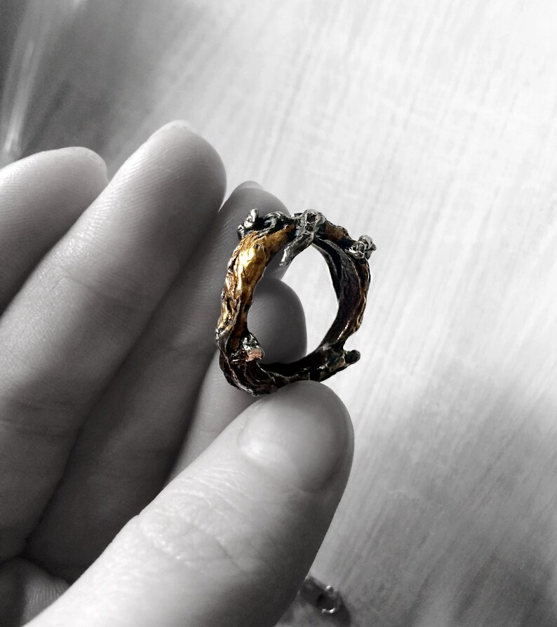 Fairy Branches Ring - Handmade Silver and Gold Fantasy Elven Style Ring ...