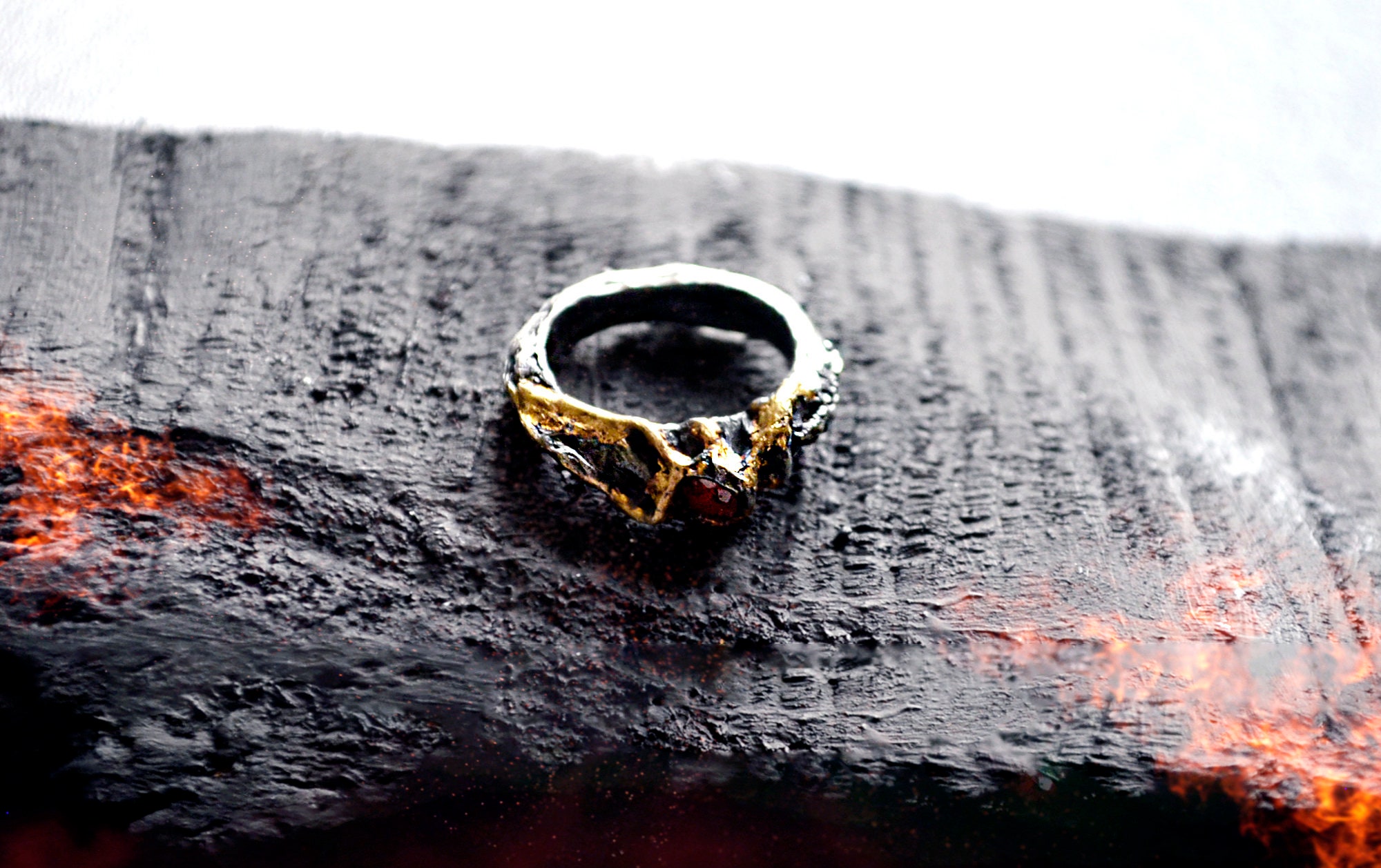 Volcano Red Sapphire Ring / Fire Ring, Fantasy Ring, Elvish Ring ...