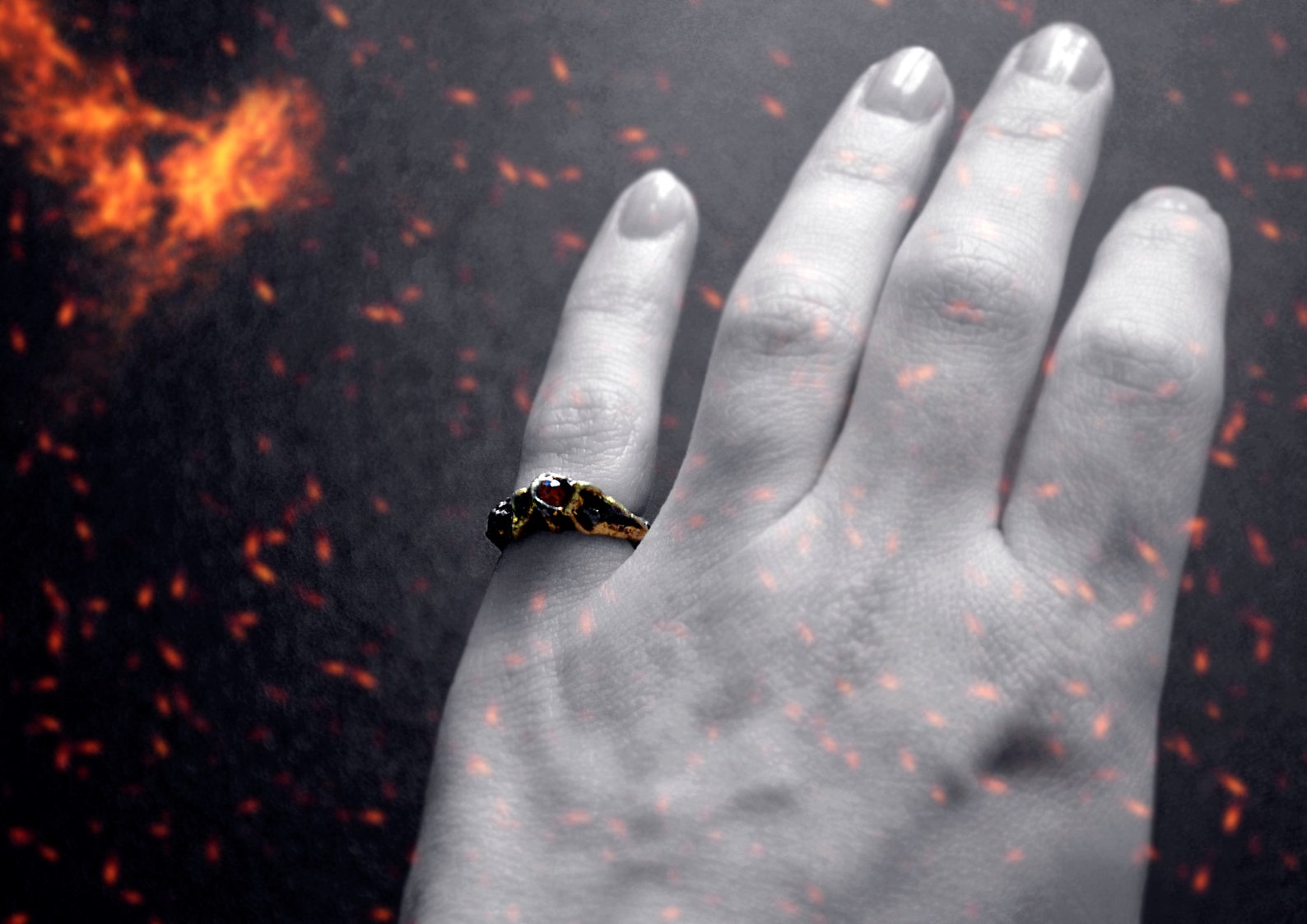 Volcano Red Sapphire Ring / Fire Ring, Fantasy Ring, Elvish Ring ...