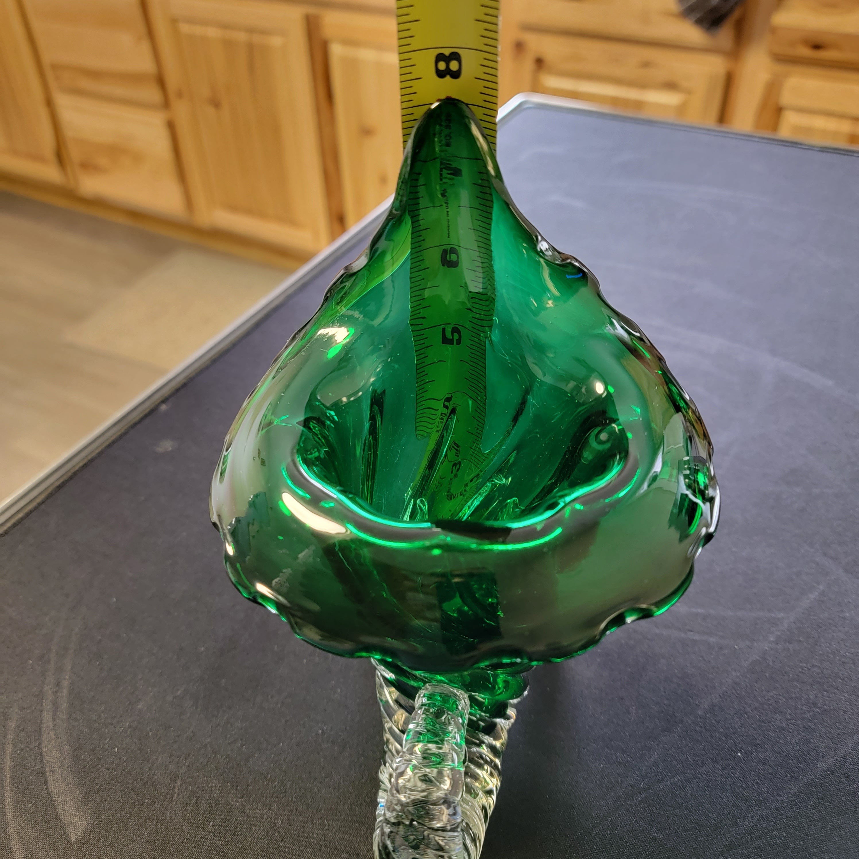 Vintage Blown Green Glass Cornucopia - Etsy