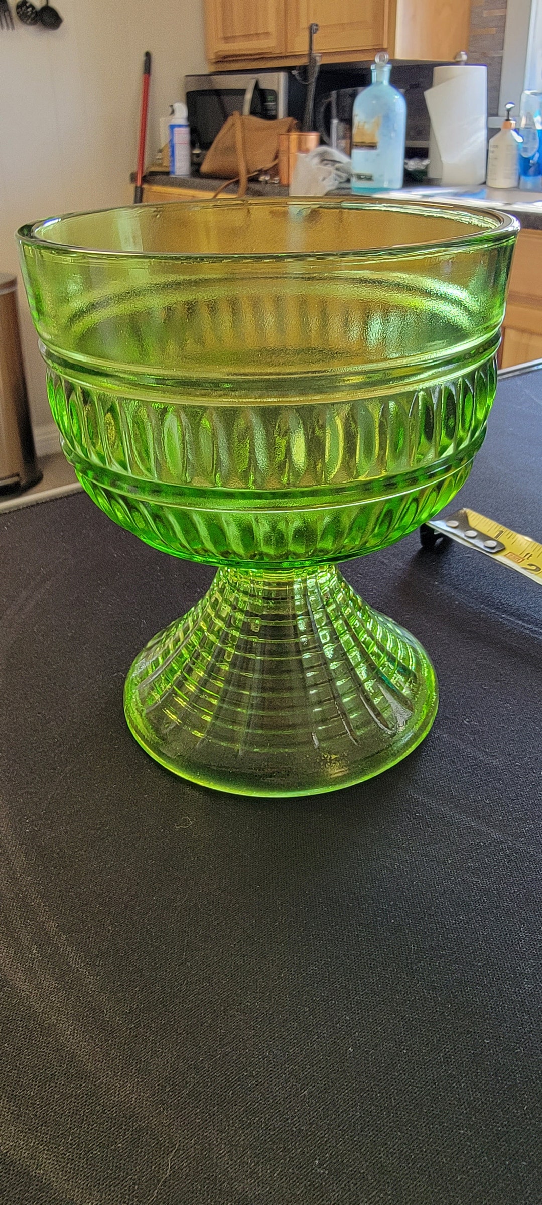 Vintage Green Glass Compote Candy Dish - Etsy